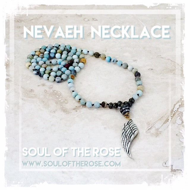 Nevaeh Semi Precious Stone Wing Necklace | Soul Of The Rose®